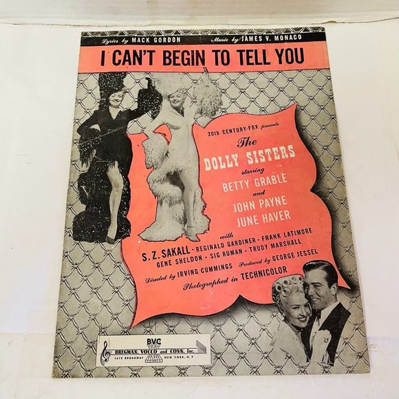 Other | Vintage Mack Gordon James V Monaco Sheet Music Cant Begin To ...
